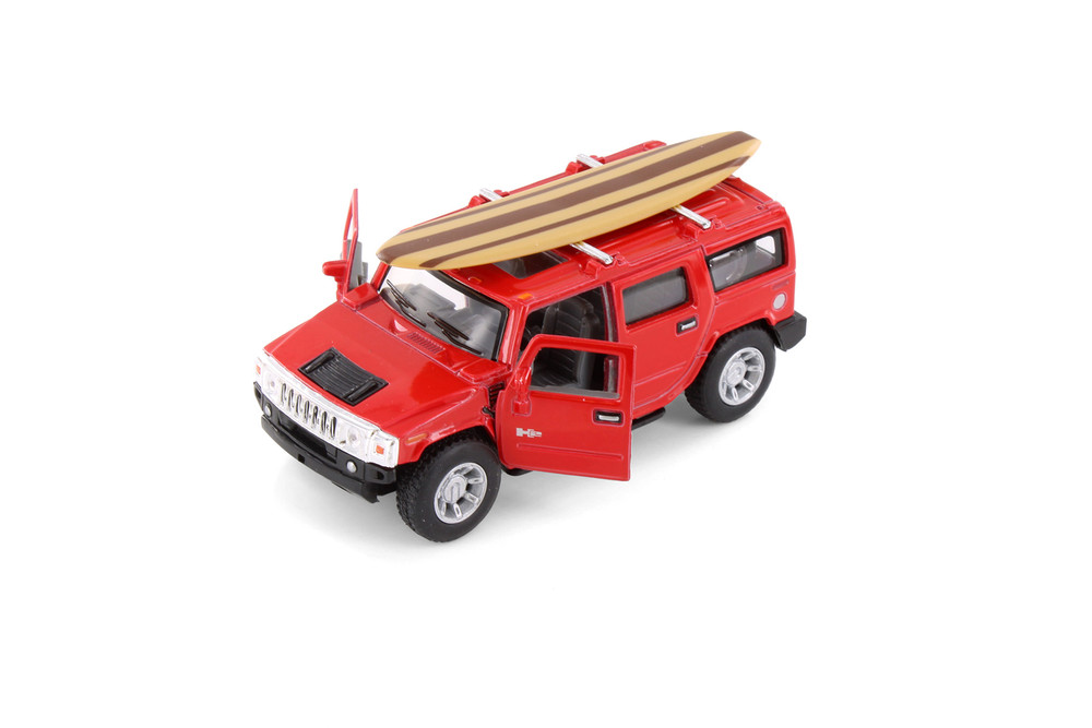 2008 Hummer H2 SUV w/Surfboard, Red - Kinsmart 5337DS1 - 1/40 Scale ...