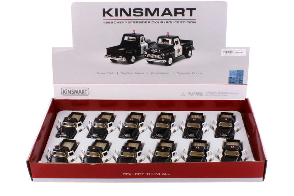 Box of 12 1955 Chevy Stepside Pickup Truck - Police Edition, Black ...