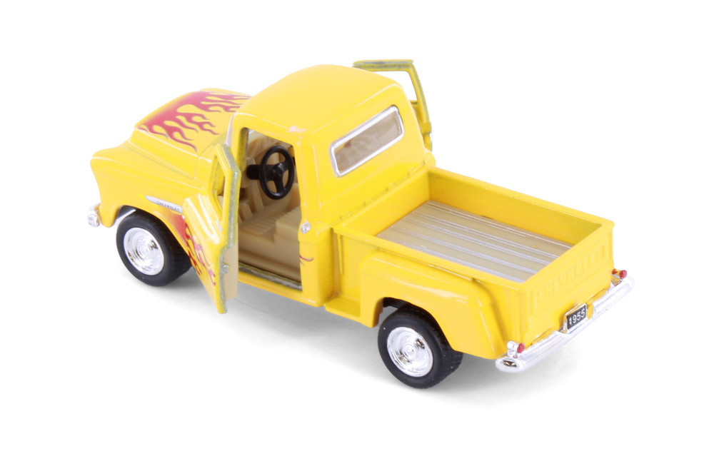 1955 Chevy Stepside Pickup Truck w/Flames, Yellow - Kinsmart 3002DF - 1 ...
