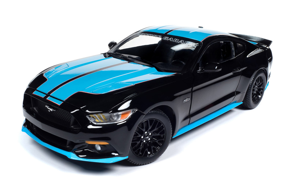 2016 Ford Mustang GT Hardtop, Black w/Blue Stripes - Auto World AW321 ...
