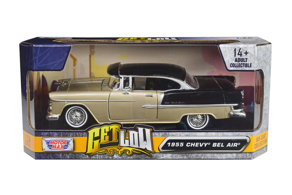 1955 Chevy Bel Air Lowrider, Gold/Black - Motor Max 79031WL - 1/24 ...