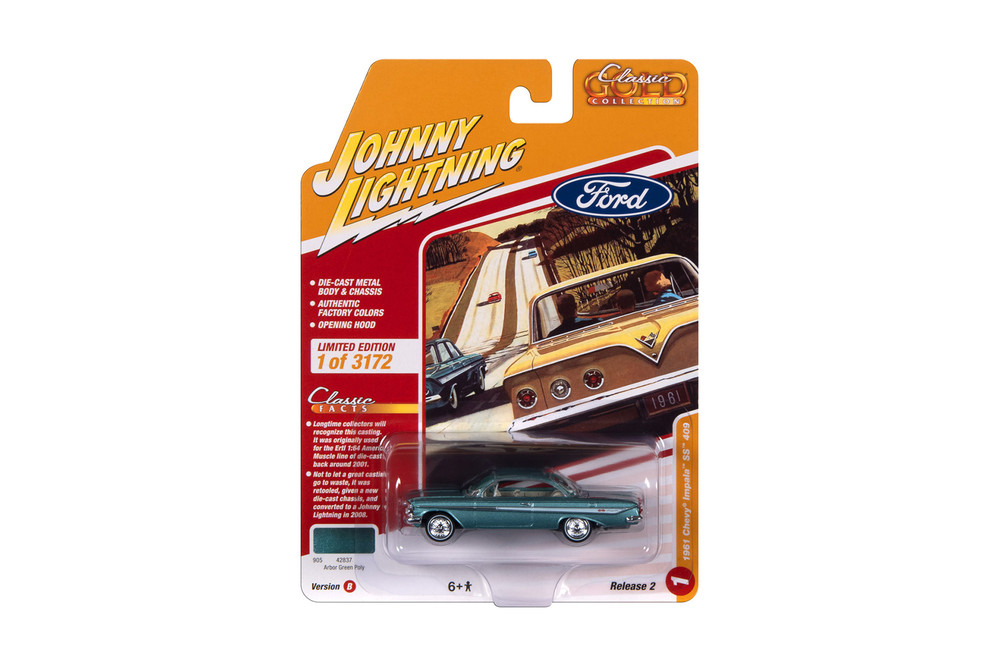 1961 Chevy Impala SS 409, Arbor Green - Johnny Lightning JLCG032/48B ...