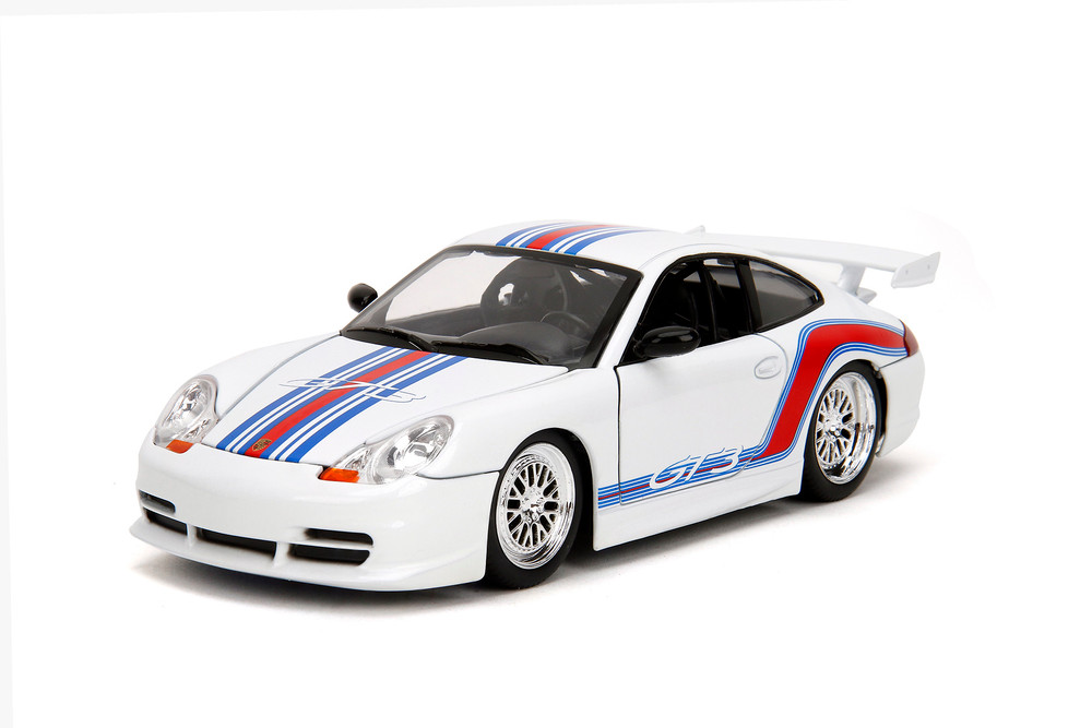 Porsche 911 GT3 (996), White w/Red & Blue Stripes - Jada Toys 35491 - 1 ...