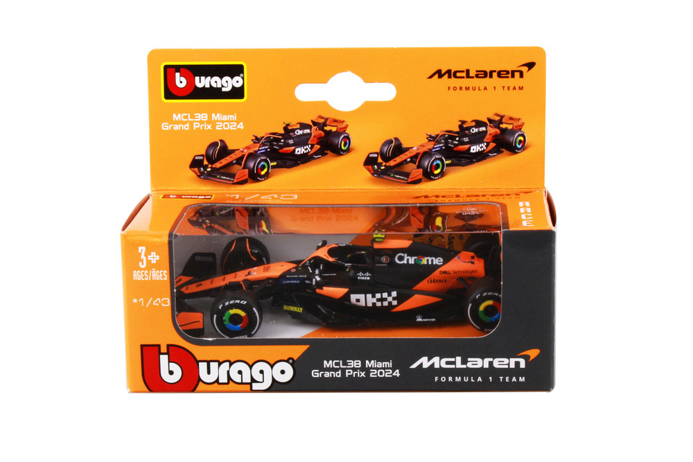 2024 McLaren MCL38 Sidekick, #4 Lando Norris - Bburago 01933-MCL - 1/43 Scale Diecast Model Toy ...