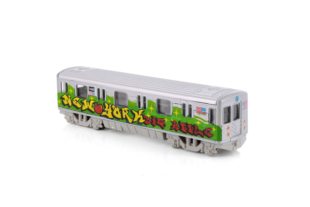Metro Subway NYC N Line Train w/Big Apple Graffiti, Silver - Showcasts ...