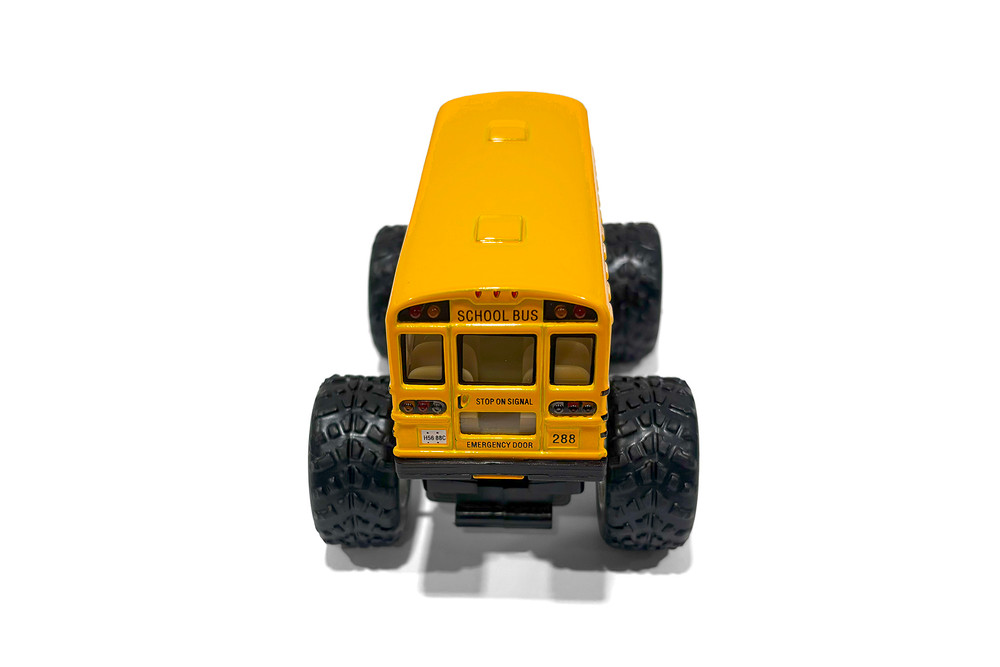 Box of 12 School Bus Big Wheel, Yellow - Kinsmart 5108D - 5" Scale ...