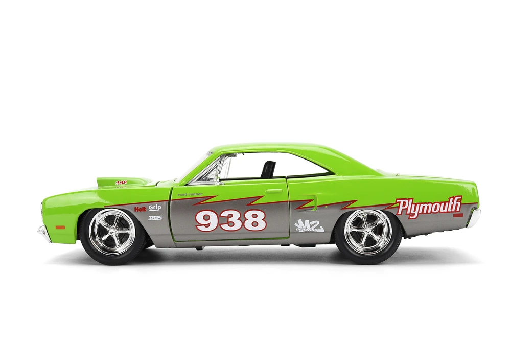 1970 Plymouth Road Runner #938, Green/Gray - Jada Toys 36453 - 1/24 ...