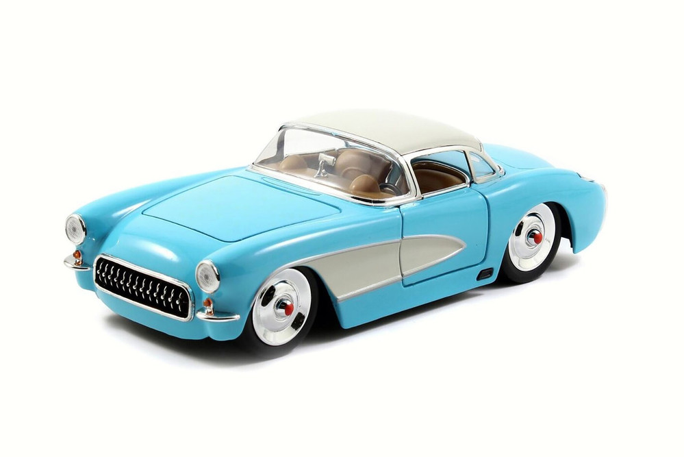 1957 Chevy Corvette, Sky Blue - JADA Toys 98161WA1 - 1/24 Scale Diecast ...
