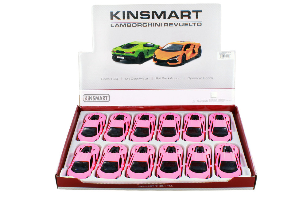Box of 12 Lamborghini Revuelto Hardtop, Matte Hot Pink - Kinsmart ...