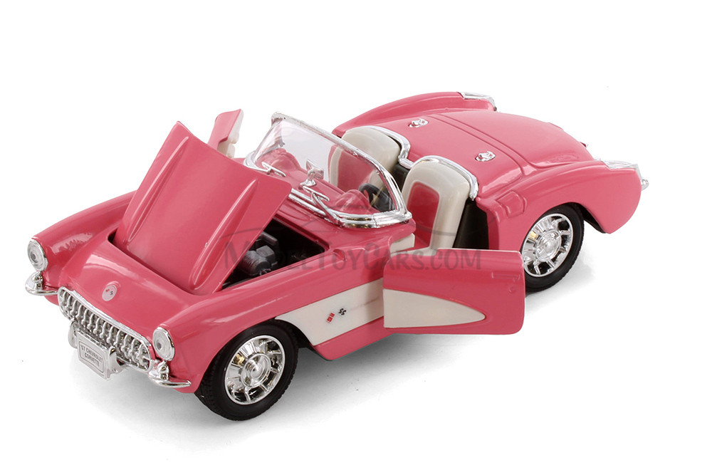 1957 Chevy Corvette Convertible, Pink w/ White - Welly 29393WPK - 1/24 ...