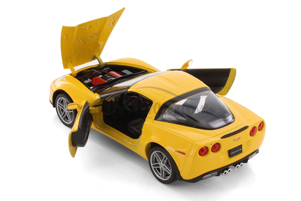 2007 Chevy Corvette Z06 Hard Top, Yellow - Welly 22504WYL - 1/24 scale ...