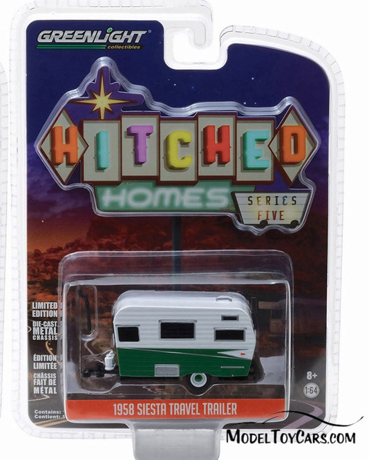 1958 Siesta Travel Trailer, Green with white - Greenlight 34050A/48 - 1 ...