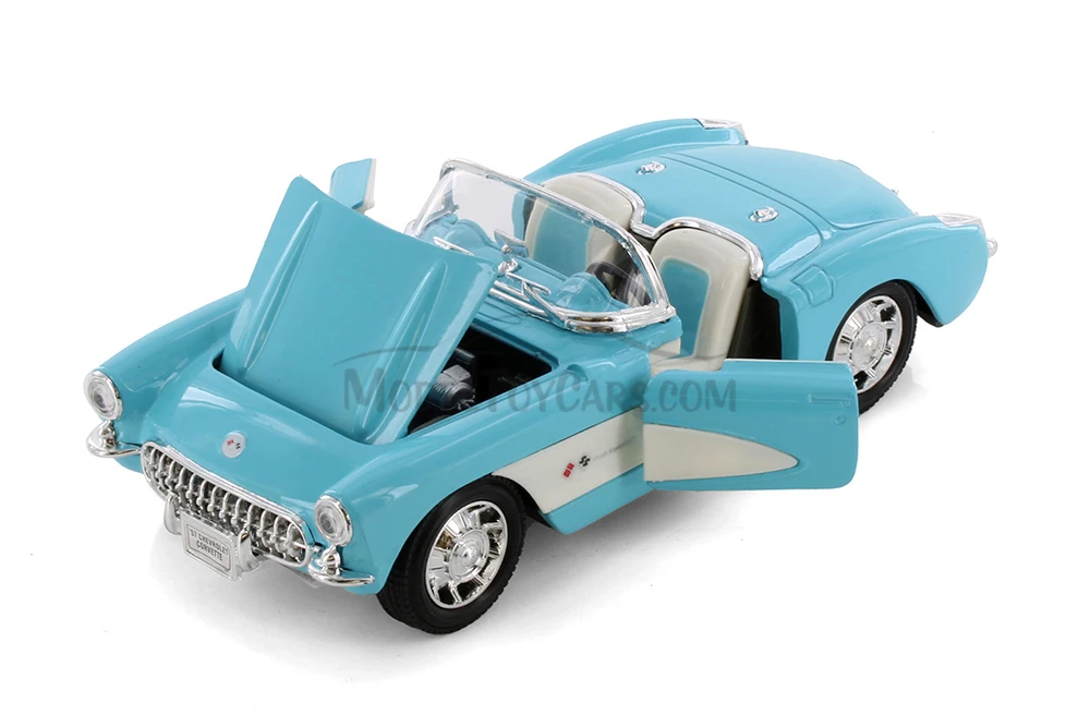 1957 Chevy Corvette Convertible, Light Blue - Welly 29393/4D - 1/24 ...