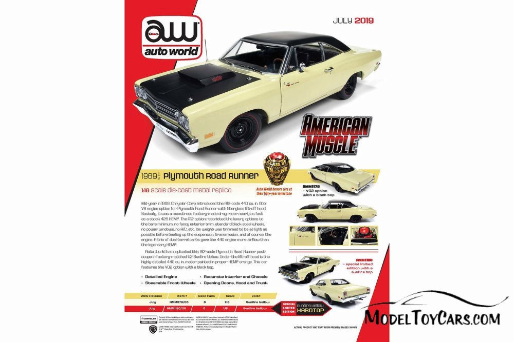1969 .5 Plymouth Road Runner Hard Top, Sunfire Yellow and Black - Auto ...
