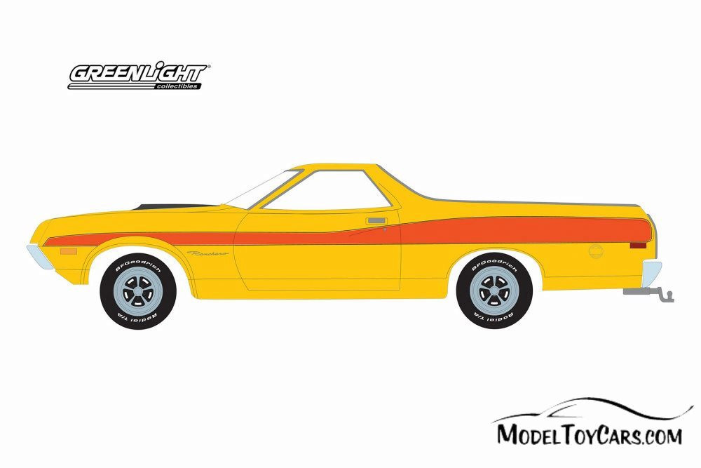 1972 Ford Ranchero GT, Yellow and Red - Greenlight 37190D/48 - 1/64 ...