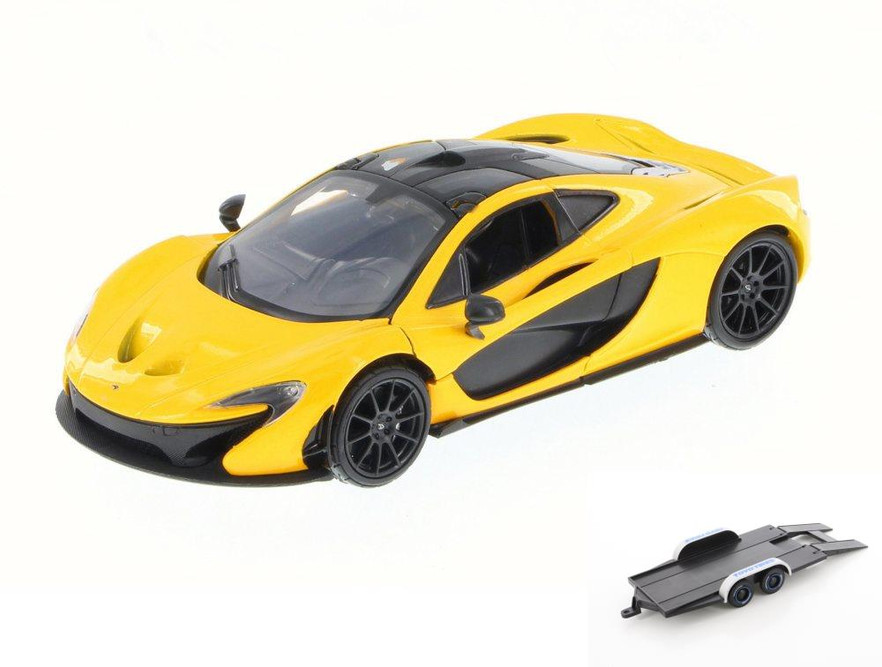 Diecast Car w/Trailer - McLaren P1 Hard Top, Yellow - Motor Max 79325 ...