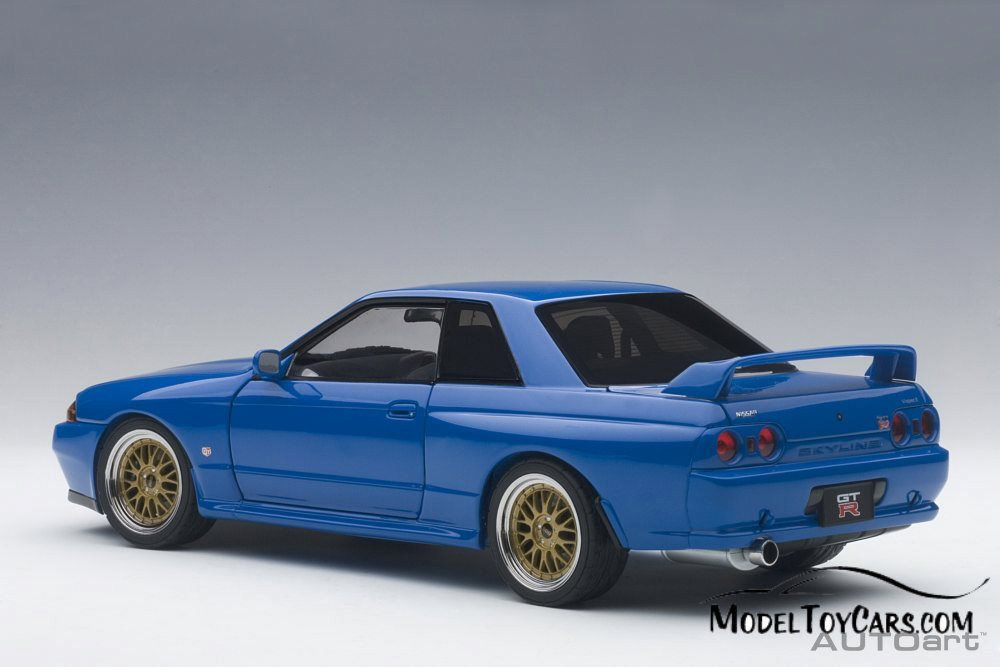 Nissan Skyline GT-R (R32) V-Spec II Tuned Version, Blue - AUTOart 77415 - 1/18 Scale Diecast ...