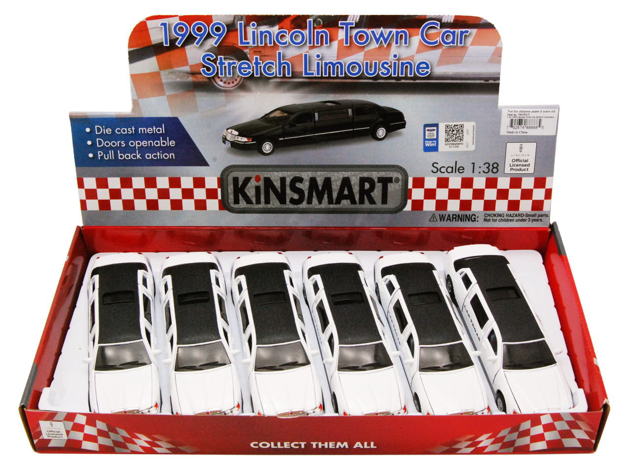 Box of 6 Las Vegas 1999 Lincoln Stretch Limousine, White - 7001WLV - 1/ ...