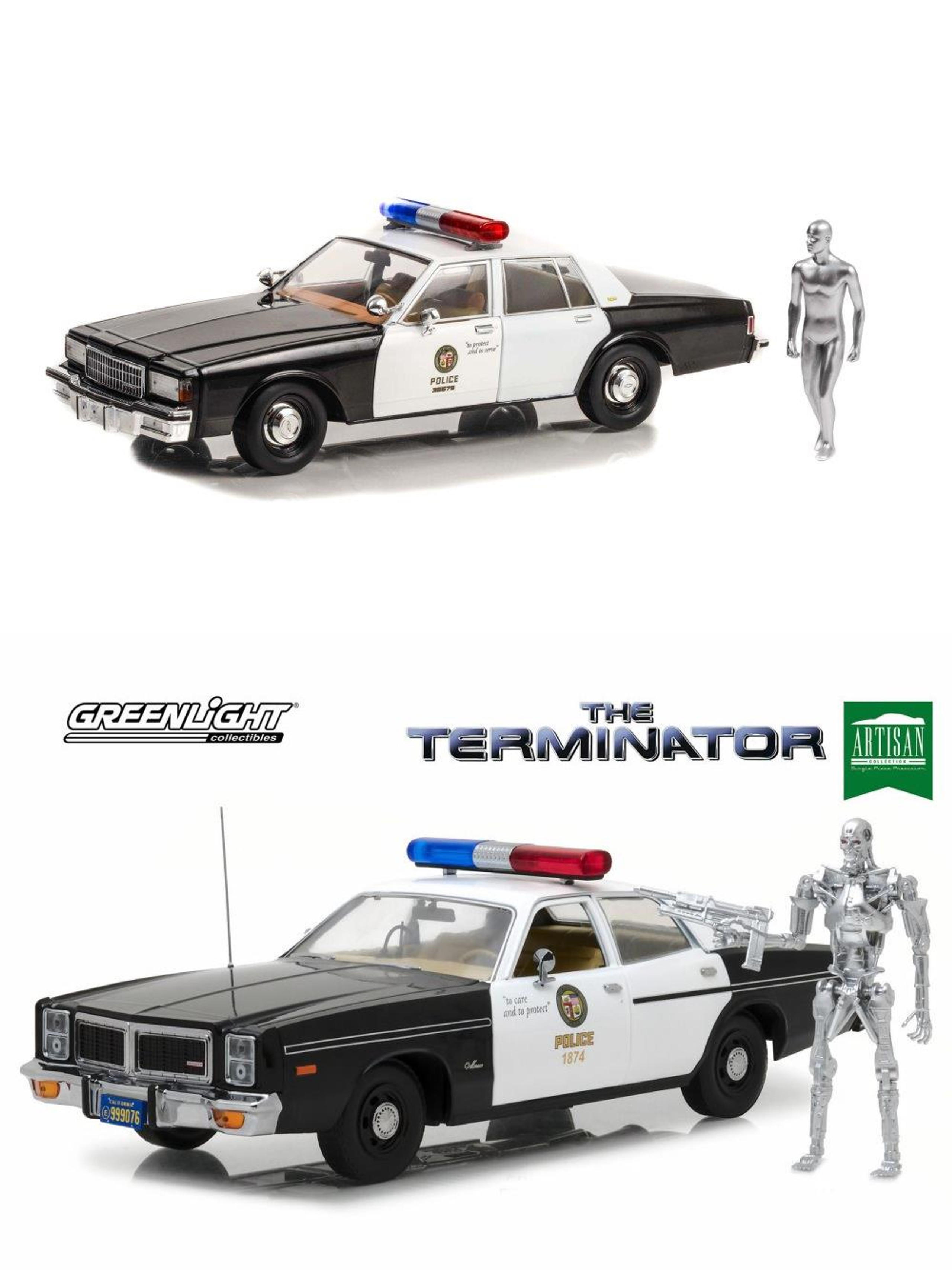 Terminator 1and2 Police Diecast Car Package Two 118 Scale Diecast Model Cars