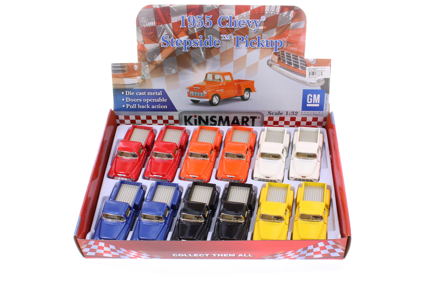 Kinsmart 1955 Chevy Stepside Pickup Truck Diecast Car Set - Box of 12 1 ...