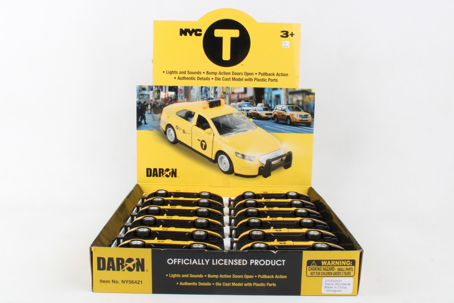 Box of 12 NYC Taxi Pullback, Yellow - Daron NY56421 - 1/37 Scale ...