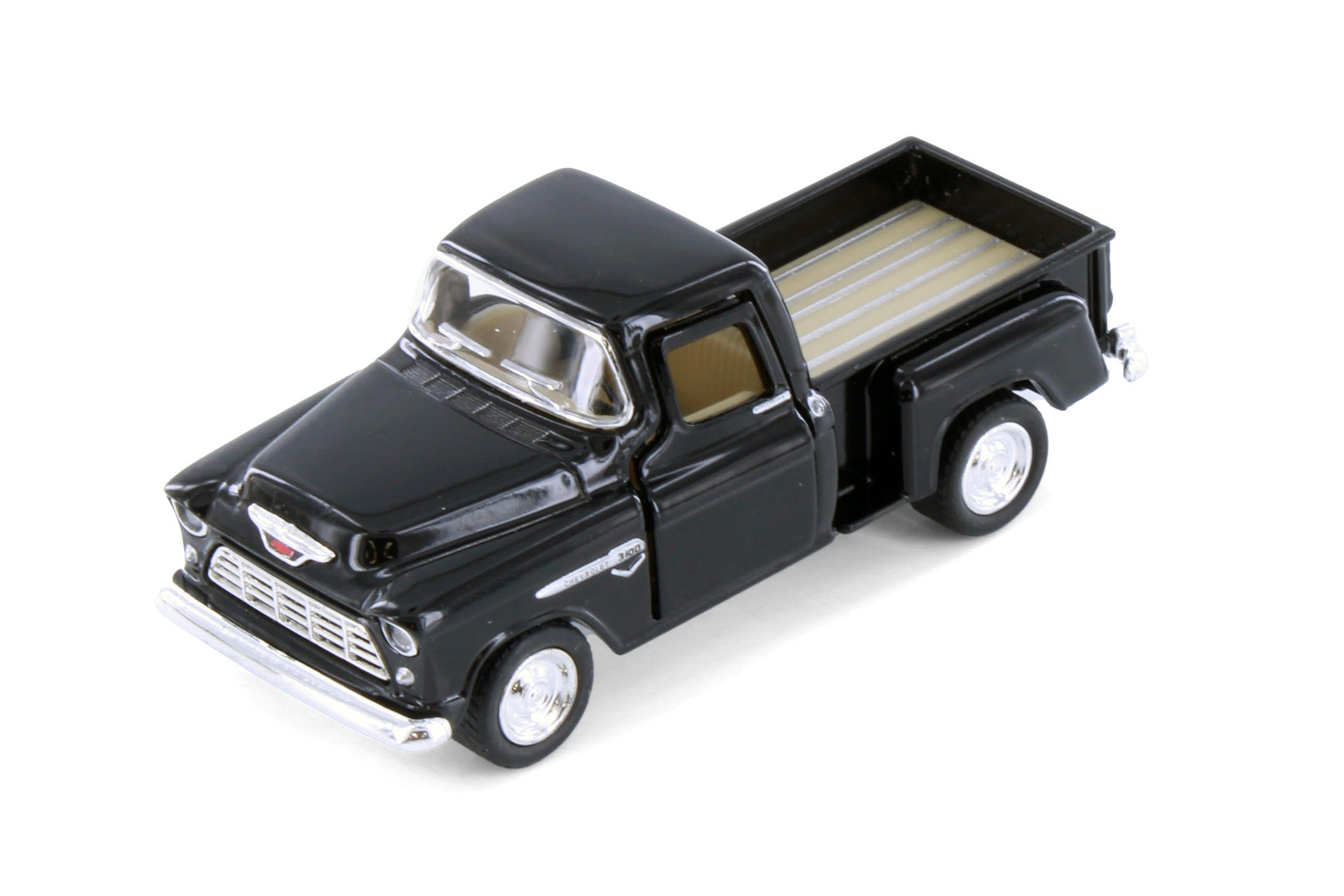 1955 Chevy Stepside Pickup Truck, Black - Kinsmart 3002D - 1/54 Scale ...