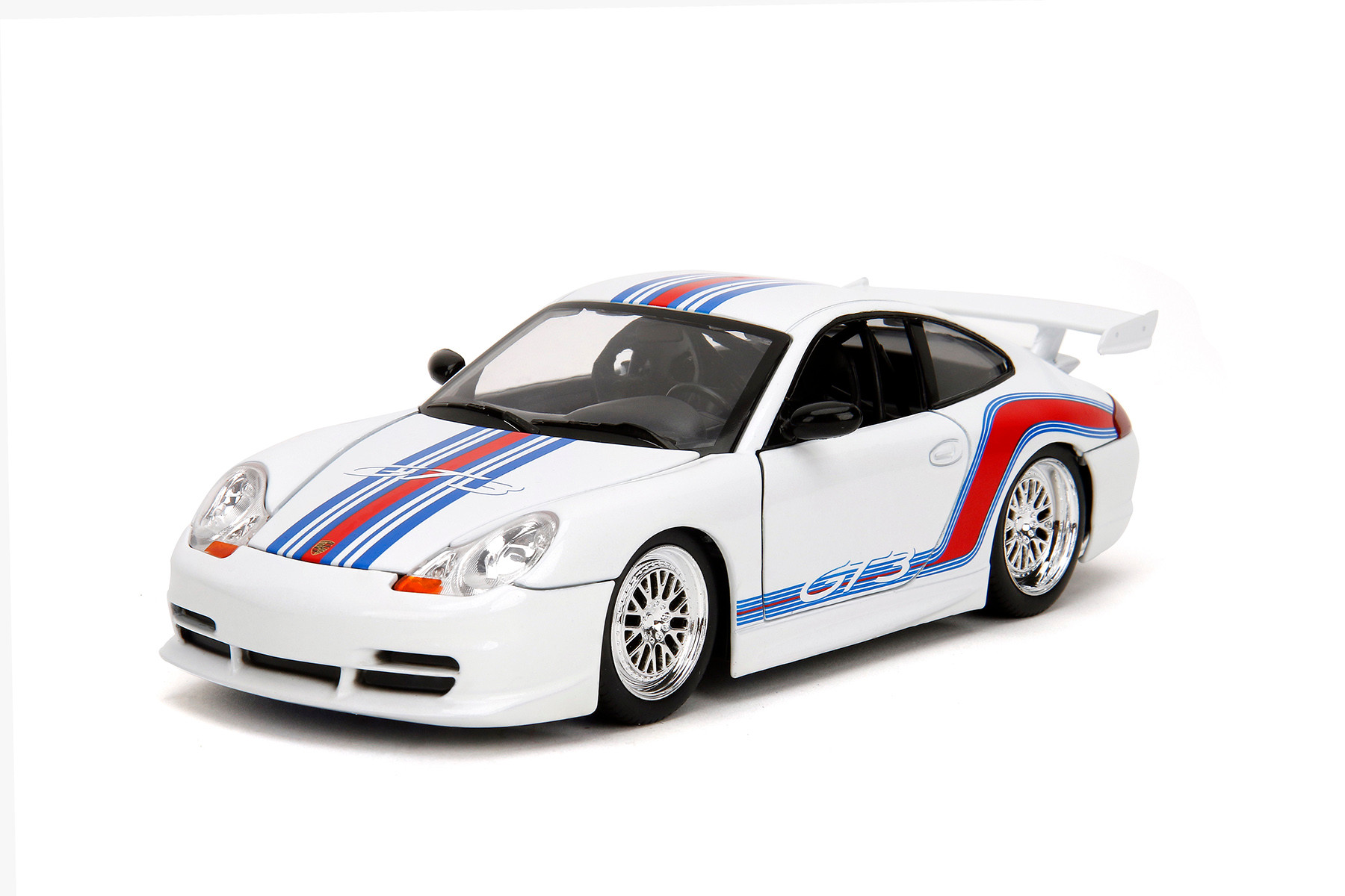 Porsche 911 GT3 (996), White w/Red & Blue Stripes - Jada Toys 35491 - 1 ...