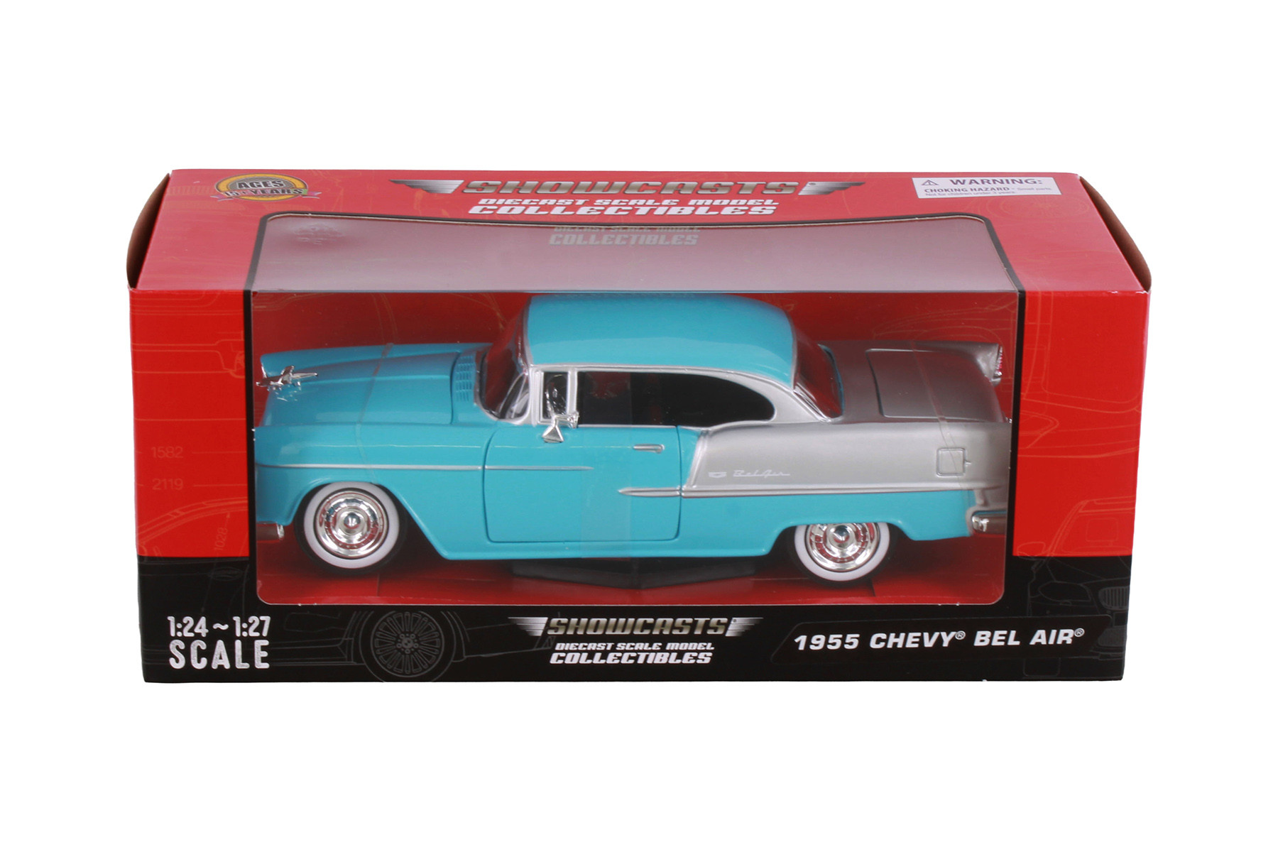 1955 Chevy Bel Air Hardtop, Light Blue - Showcasts 77229LBU - 1/24 ...