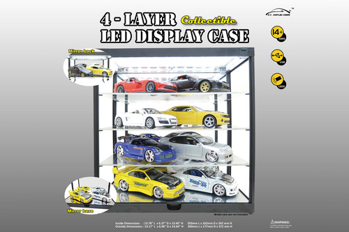4 Layer LED Light Display Case with Mirrored Back & Base- 7840MBK ...