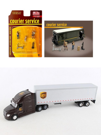 Diecast Car w/fIgures Courier Service Figure Set, Multi UPS Truck - 1/ ...