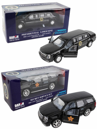 Presidential Limo & Secret Service SUV Diecast Car Package Two 6inch ...