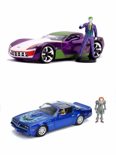 Joker / Pennywise Scary Clown Diecast Toy Car Package - Two 1/24 Scale ...