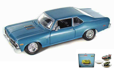Diecast Car w/Rotary Turntable - 1970 Chevrolet Nova SS Coupe, Blue - 1 ...
