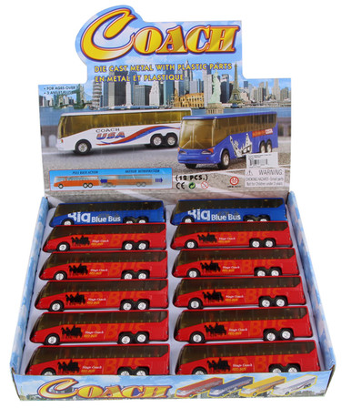Big Coach Bus, Red & Blue - Showcasts 9803DBG - 6 Inch Scale Set of 12 ...