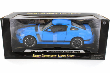 2013 Ford Mustang Boss 302, Blue w/ Black Stripes -R-22941 - 1/18 Scale Diecast Model Toy Car ...