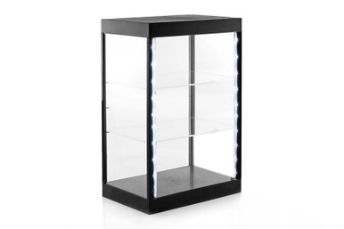 Large LED Light Display Case with 2 Adjustable Shelves, Black ...