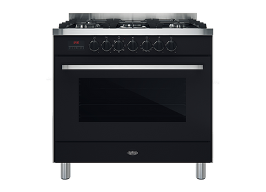 Belling Design Collection 90cm Dual Fuel Upright Cooker, Black - Glen ...
