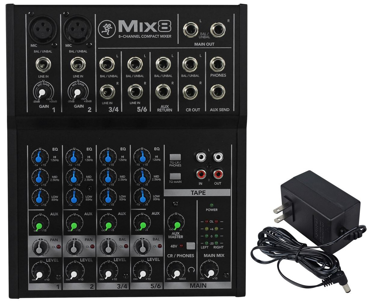 Mackie Mix8 8 Ch. Compact Mixer Constructed w/Durable Metal Chasis+2 ...