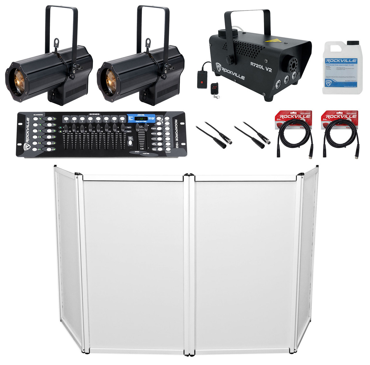 (2) American DJ ENCORE PROFILE 1000 WW COB Spot Lights+DMX Control ...