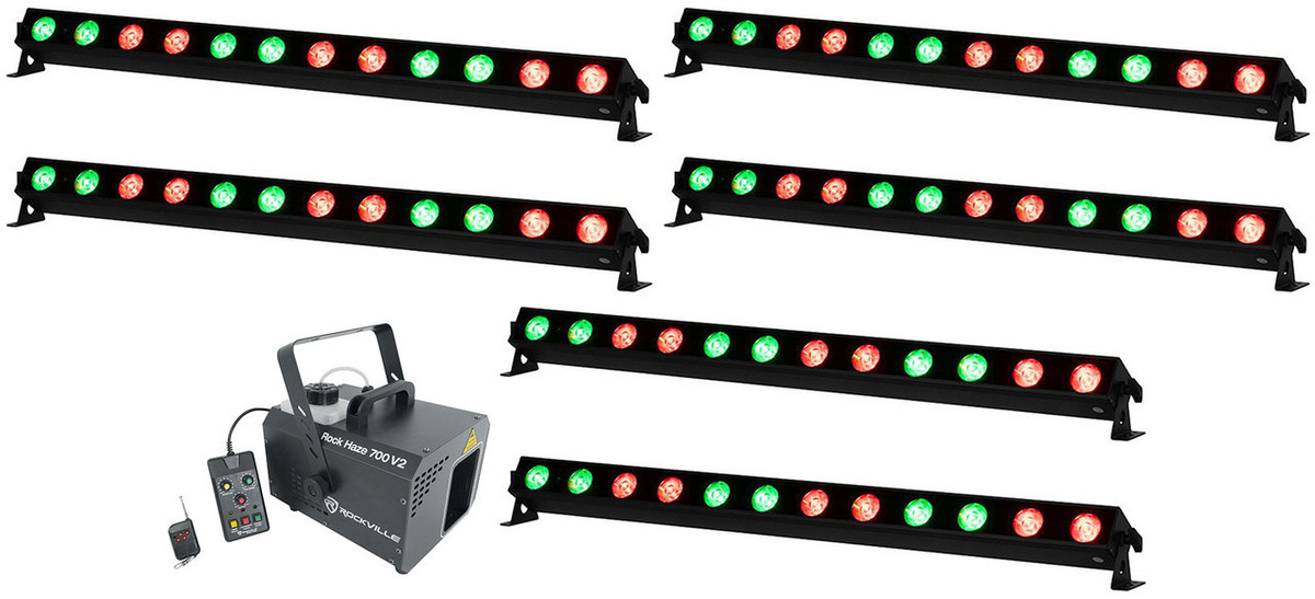(6) American DJ ADJ UBL12H IP20 LED RGBAL DMX Wash Strip Light Bars ...