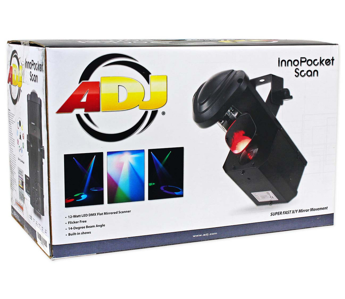 (2) American DJ ADJ Inno Pocket Scan 12W LED Scanner Lights, DMX/Sound ...