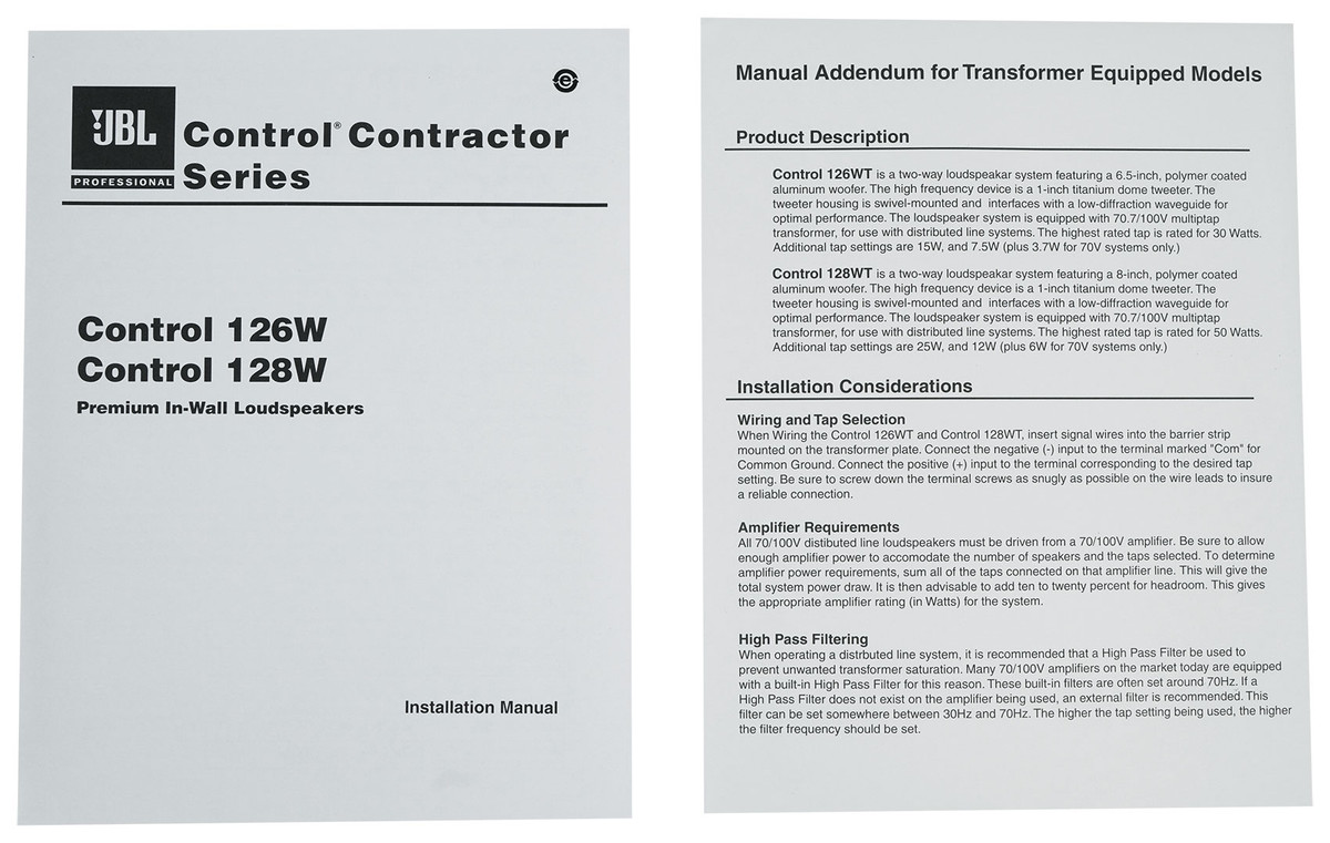 Pair JBL CONTROL 128 W 8" 2-Way In-Wall Speakers For Home/Restaurant ...