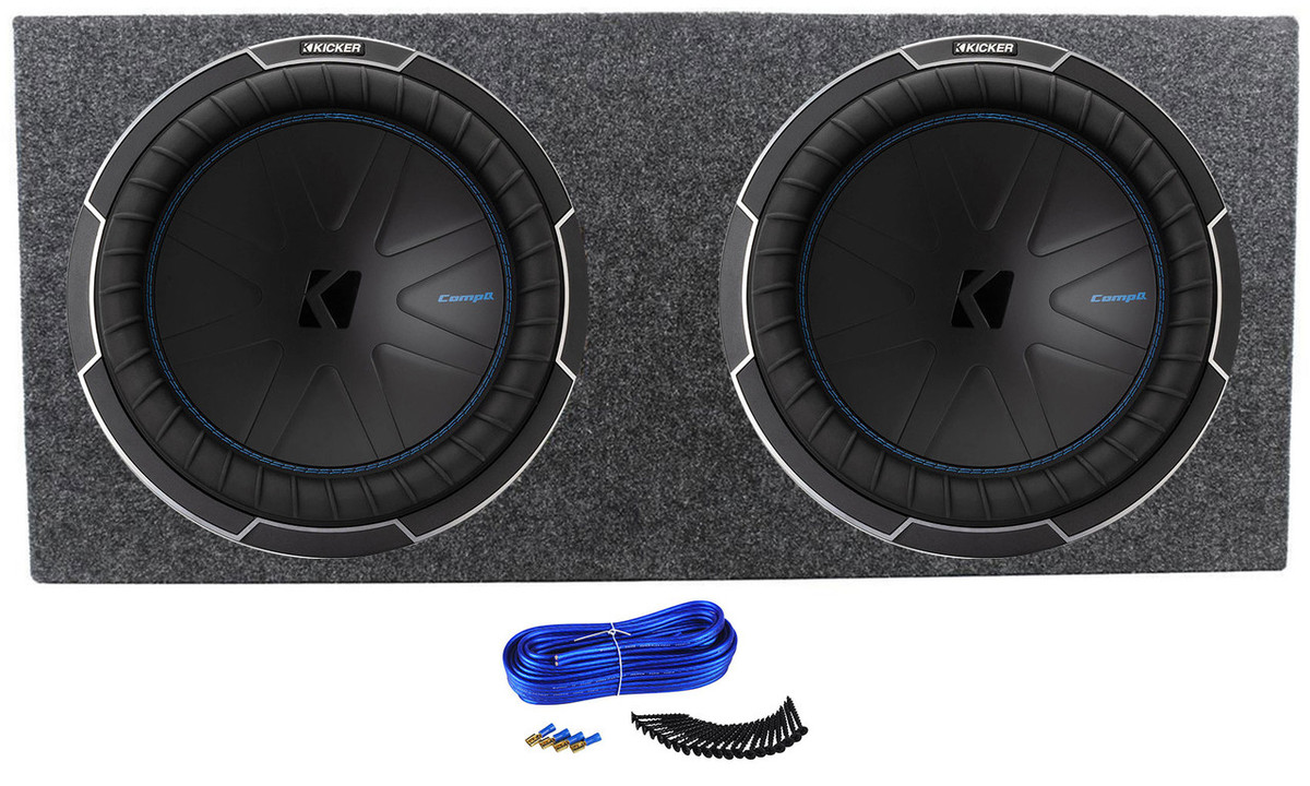(2) Kicker 51CWQ122 COMP Q 12" 1000w Subwoofers+Sealed Sub Box ...