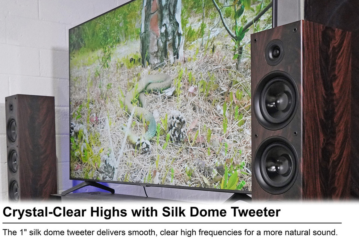 1 Rockville Rocktower 64d Dark Wood Home Audio Tower Speaker Passive