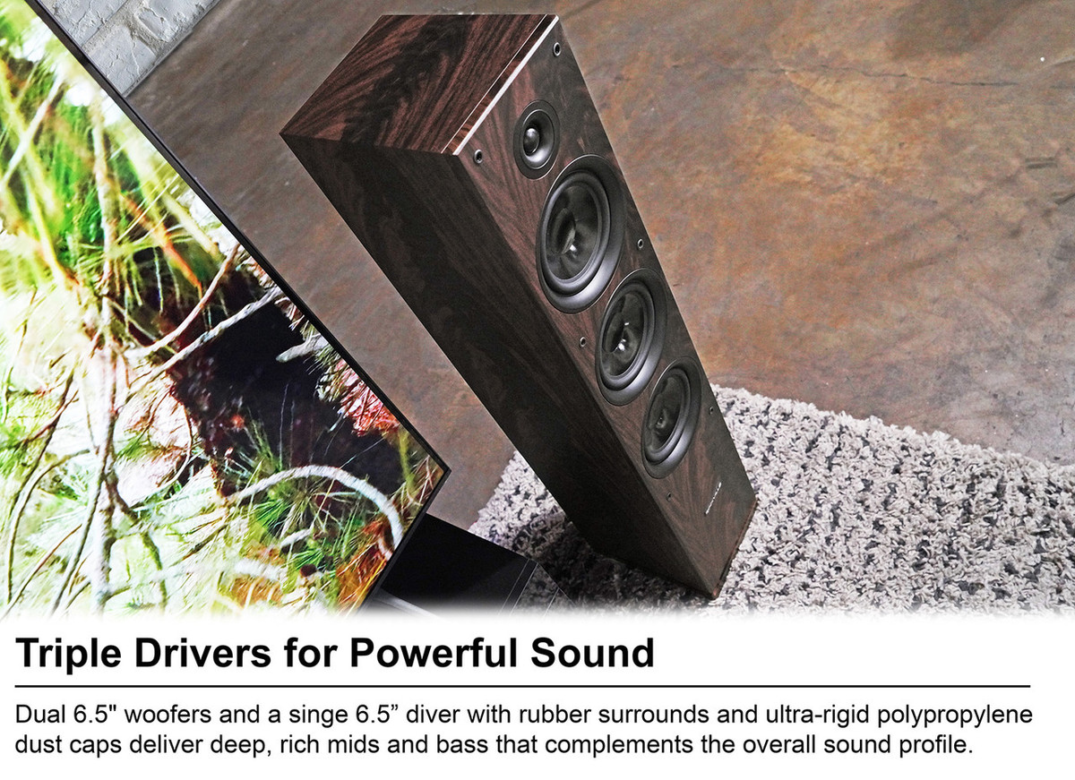 1 Rockville Rocktower 68d Dark Wood Home Audio Tower Speaker Passive