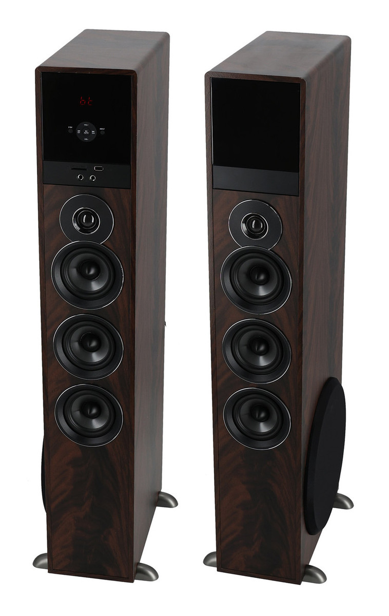 Rockville Tm150d Dark Wood Powered Home Theater Tower Speakers 10 Sub