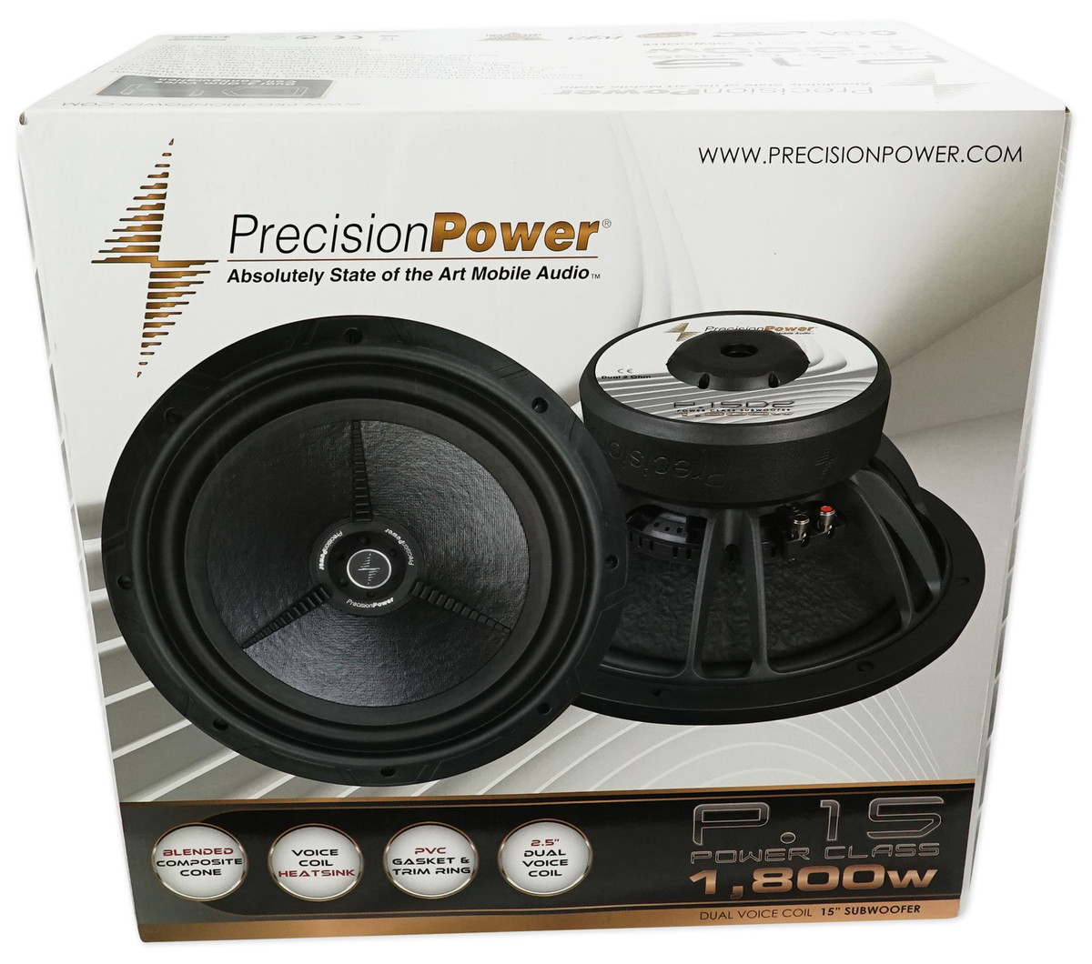 Precision Power P.15D4 15" 900w RMS Subwoofer+Sealed Box+Mono Amplifier ...