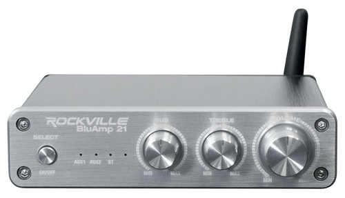Rockville BLUAMP 21 SILVER 2.1 Channel Bluetooth Home Audio Amplifier ...