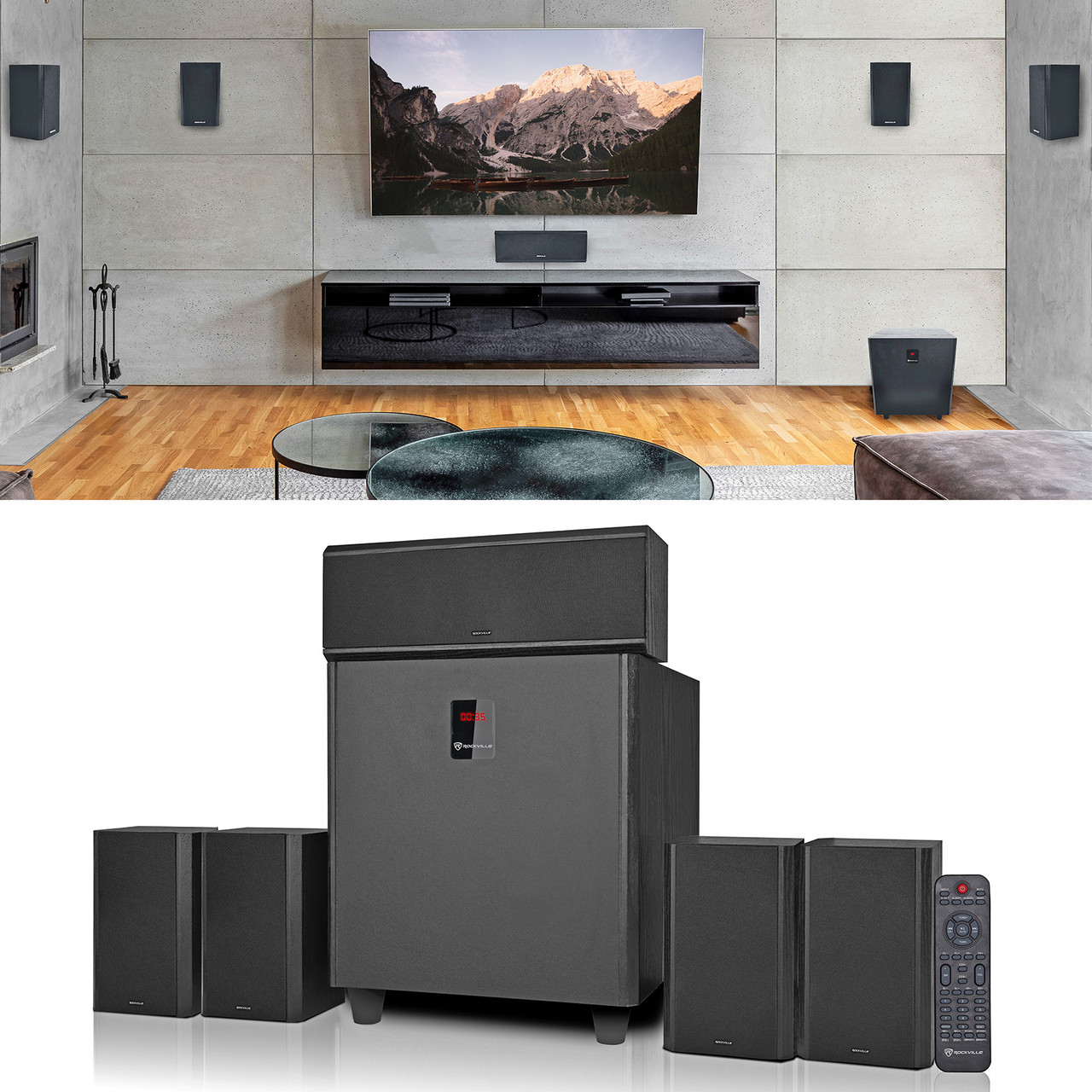 Rockville HTS820 1500w 5.1 Channel Home Theater System Bluetooth/USB ...
