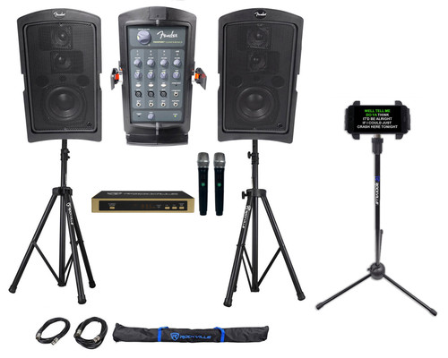 FENDER Pro 5.25" Karaoke Machine System w/ Bluetooth+Wireless Mics ...